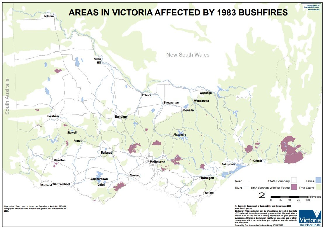 Major bushfires for the Forests Commission in 1982-83. – Victoria’s ...